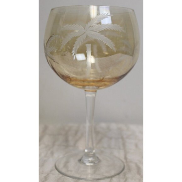 Lenox | Dining | Lenox Amber Glass British Colonial Palm Trees Cut Etch ...